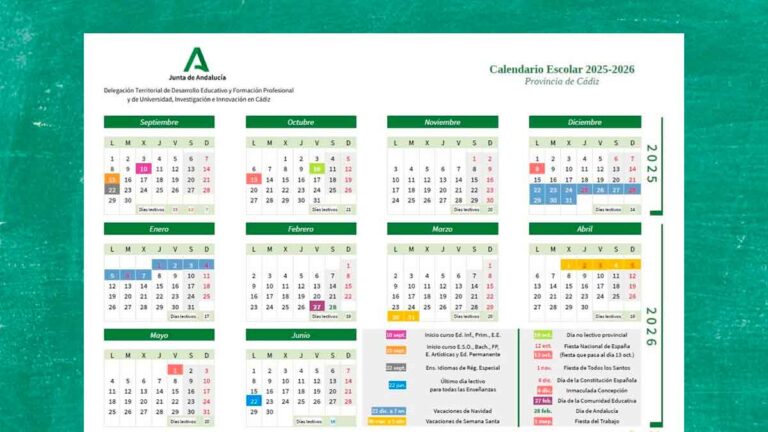 Calendario escolar oficial 2025/26 de las 8 provincias de Andalucía ...